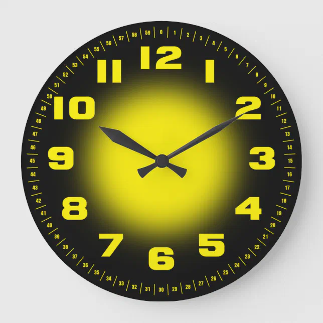 Neon Yellow Large Clock | Zazzle