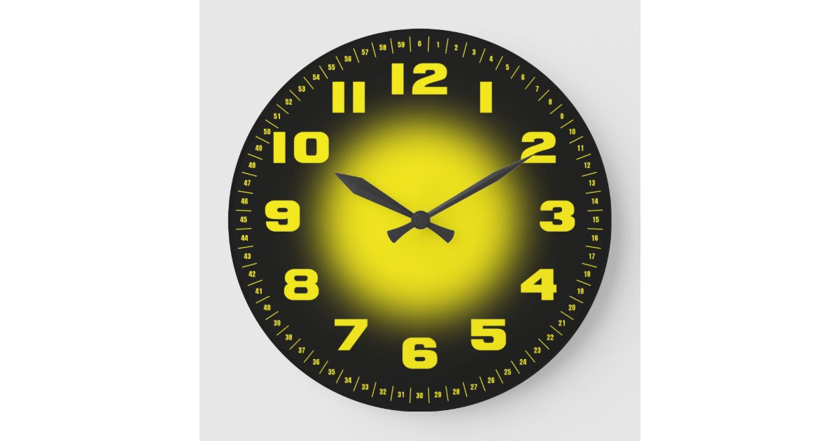 Neon Yellow Large Clock | Zazzle
