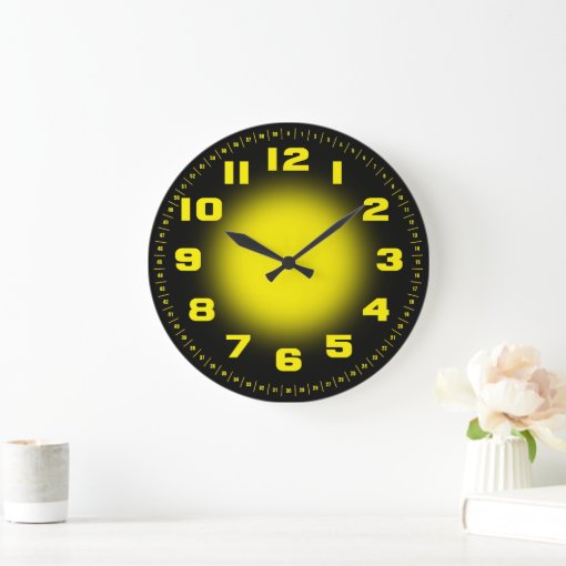 Neon Yellow Large Clock | Zazzle