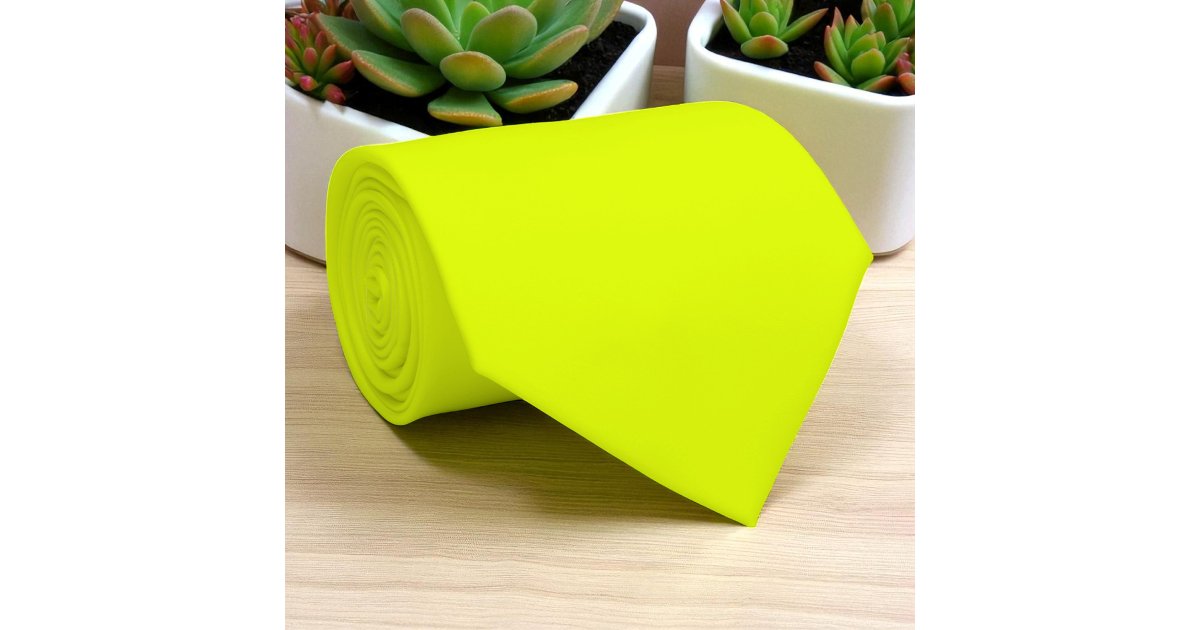 Neon Yellow Retro Trendy Color Fluorescent Bright Neck Tie | Zazzle