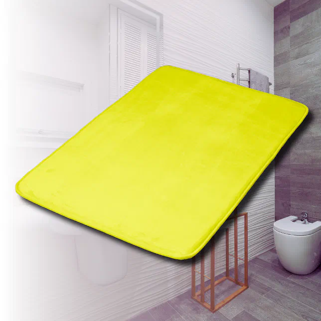 Neon Yellow Solid Color | Classic Bath Mat | Zazzle