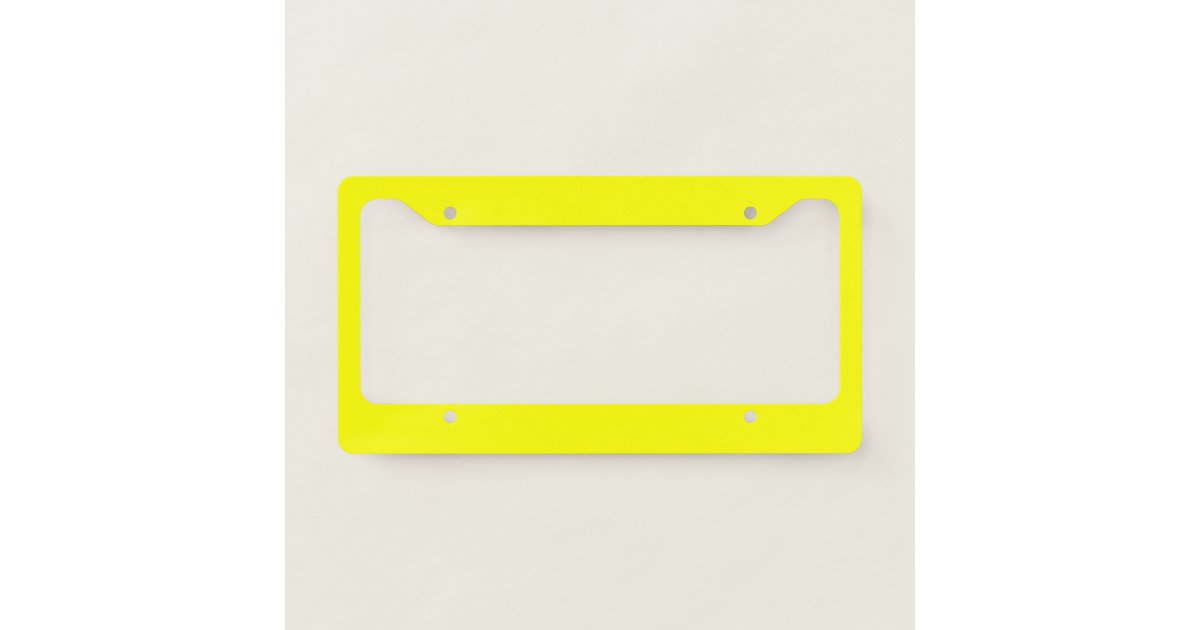 Neon Yellow Solid Color License Plate Frame | Zazzle