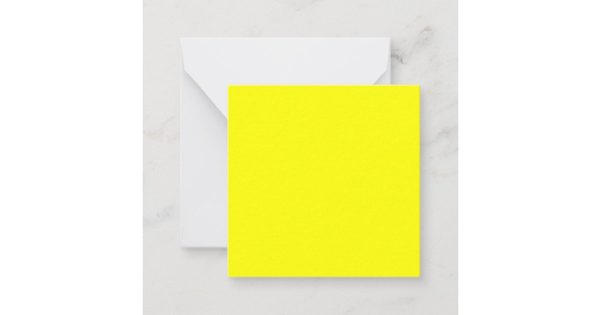 Neon Yellow Solid Color Note Card | Zazzle