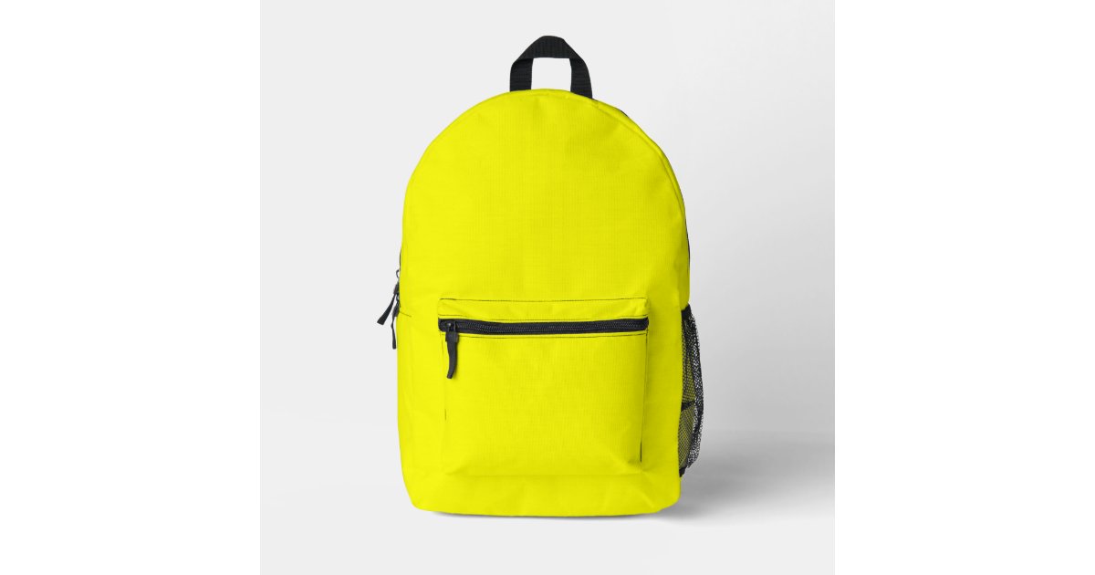 Neon Yellow Solid Color Printed Backpack | Zazzle