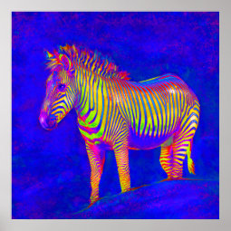 neon zebra 2 poster | Zazzle