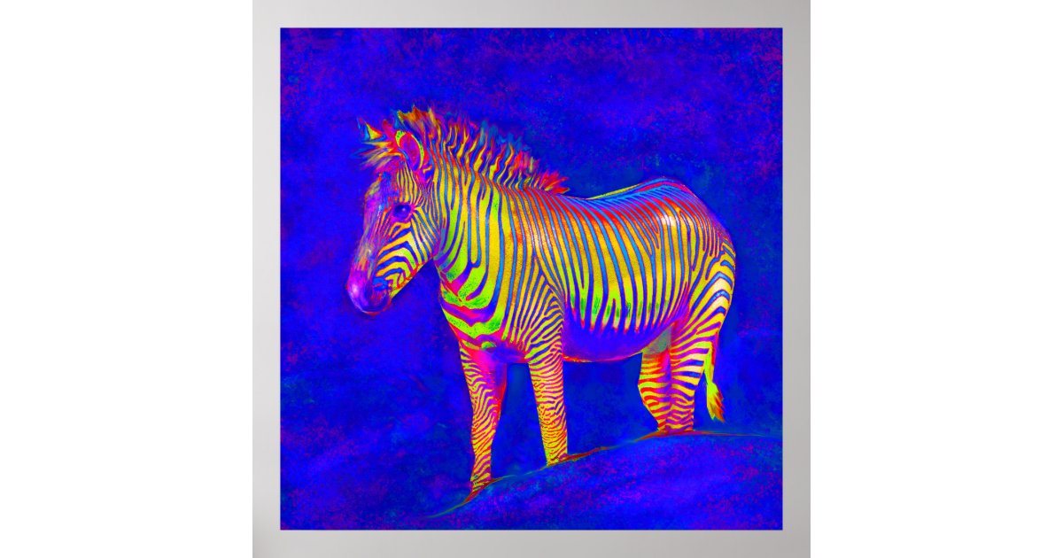 neon zebra 2 poster | Zazzle