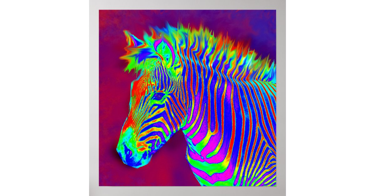 neon zebra-closeup poster | Zazzle