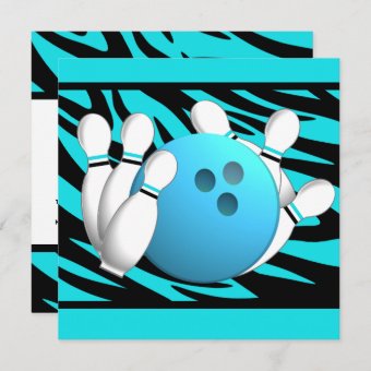 Neon Zebra Stripe Bowling Party Invitation | Zazzle