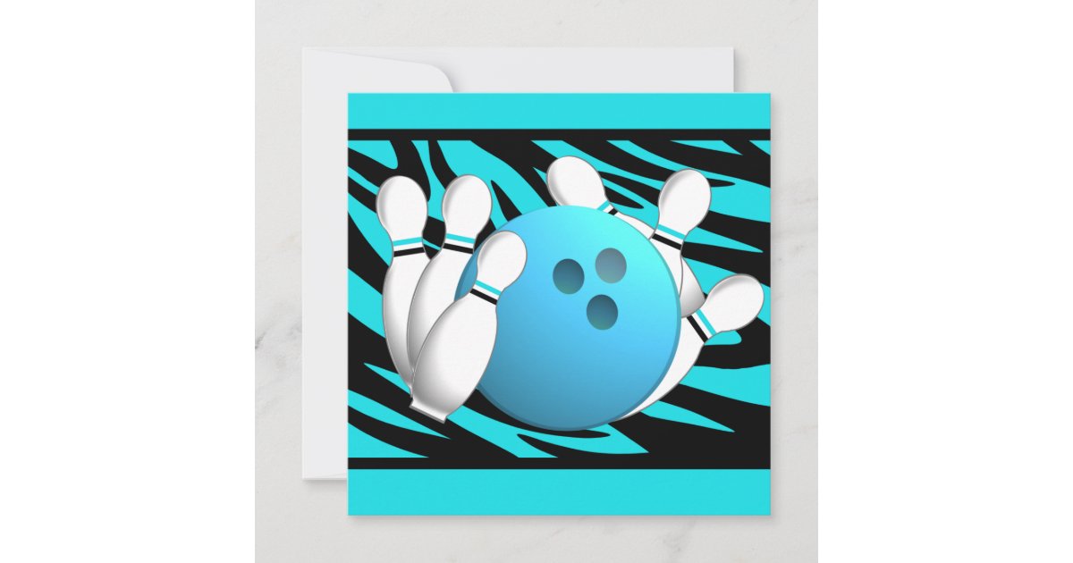 Neon Zebra Stripe Bowling Party Invitation | Zazzle