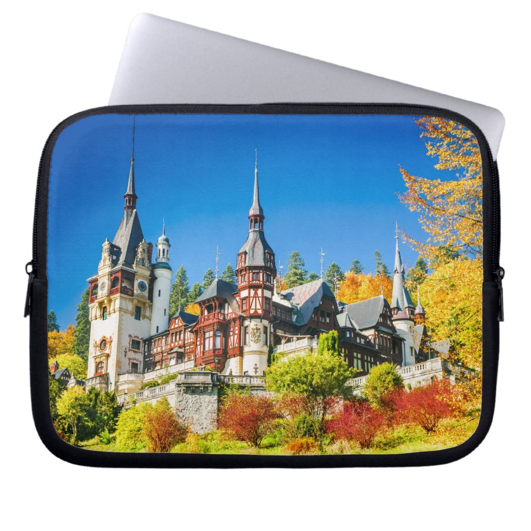 Neoprene Laptop Sleeve 10 inch Peles castle Sinaia | Zazzle
