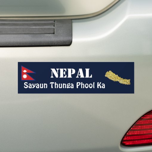 Nepal Flag + Map Bumper Sticker | Zazzle