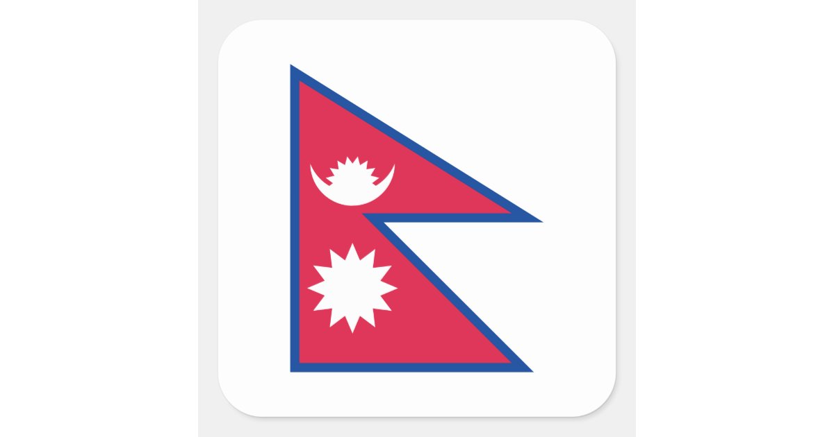 Nepalese Flag, Flag of Nepal Square Sticker | Zazzle