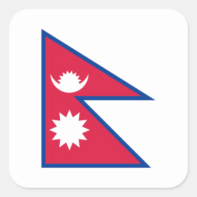 Nepalese Flag, Flag of Nepal Square Sticker | Zazzle