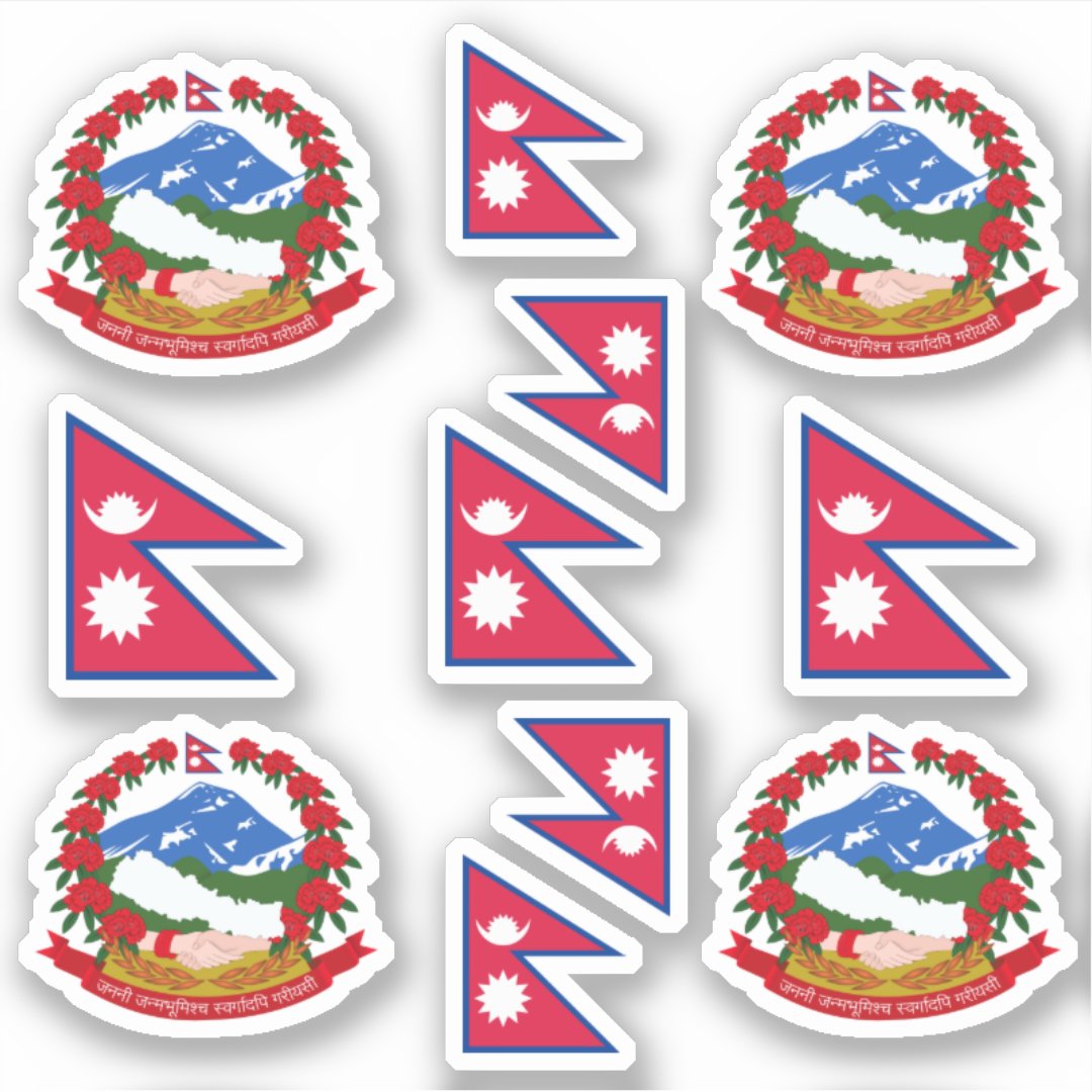 Nepali national symbols /coat of arms and flag sticker | Zazzle
