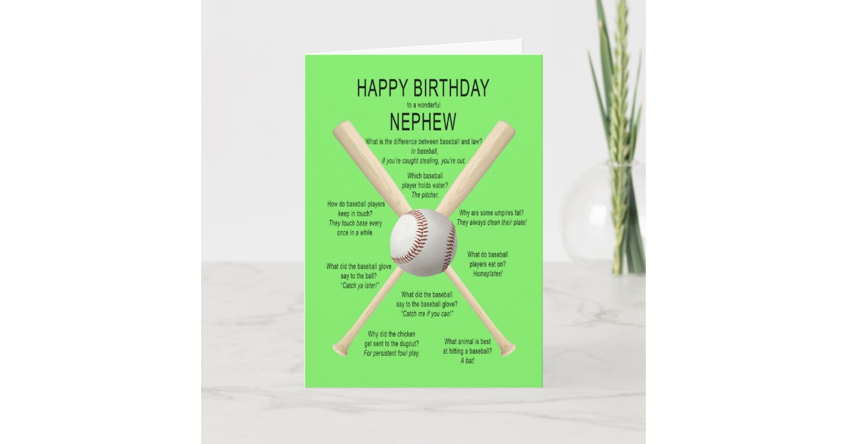 Nephew Birthday Baseball Jokes Card