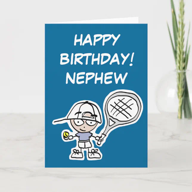 Nephew Birthday card with little tennis boy | Zazzle