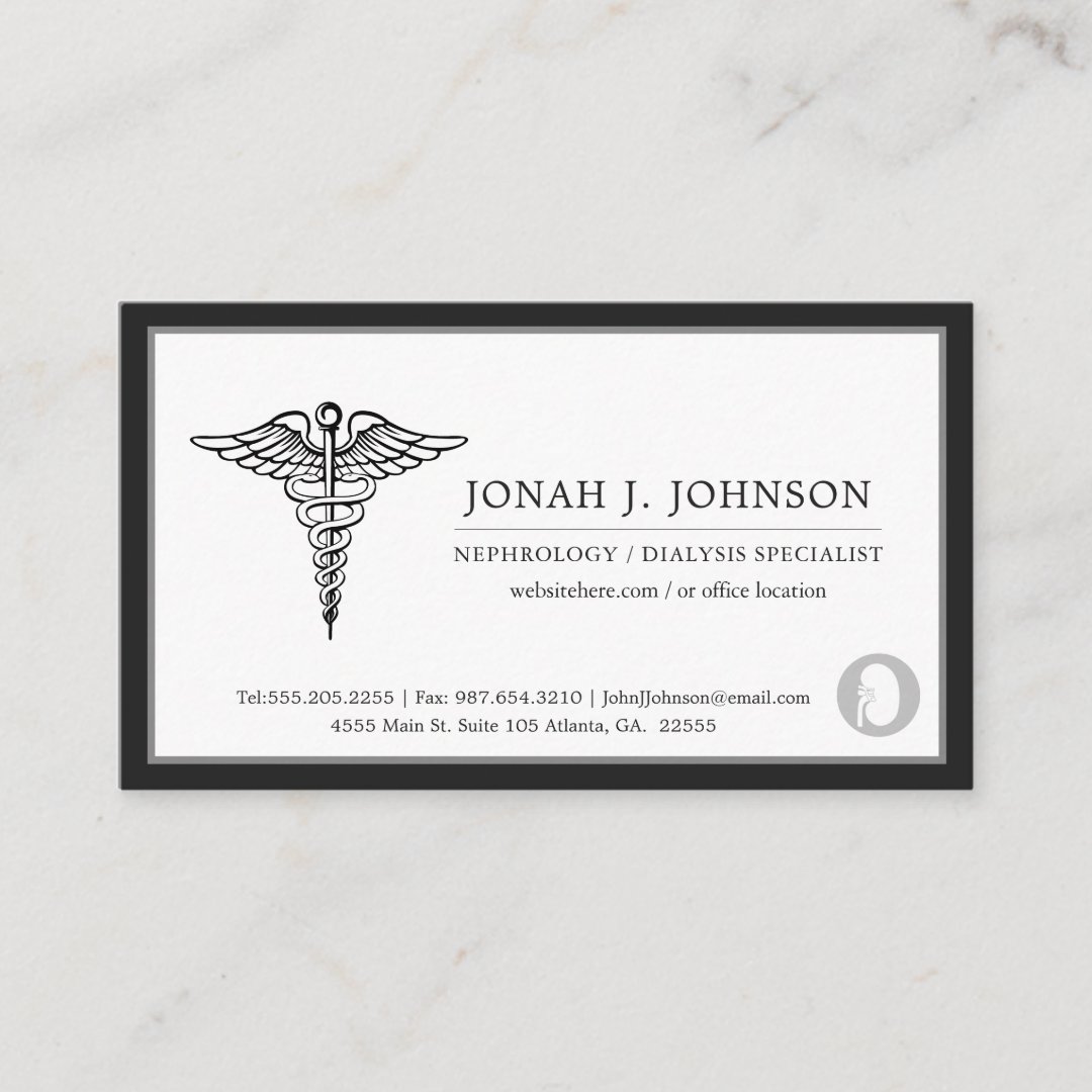 Nephrologist Kidney Doctor Minimalist Black Border Business Card | Zazzle