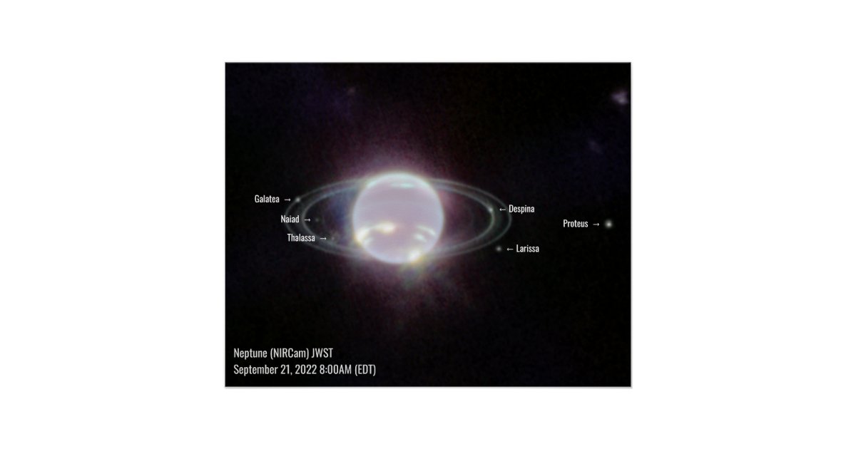 Neptune NIRCam Labeled Photo James Webb Telescope Poster | Zazzle