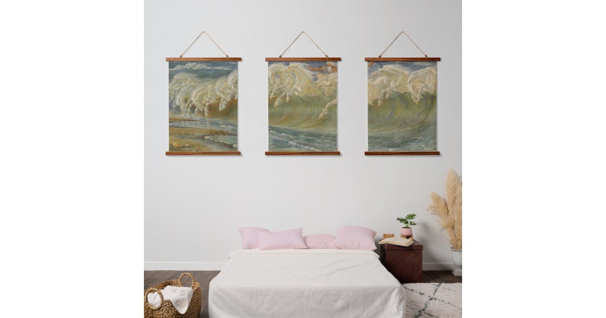 Neptune's Horses by Walter Crane Hanging Tapestry | Zazzle