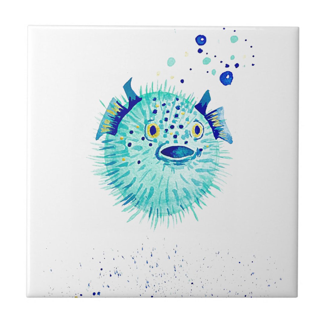 Neptune's Pufferfish Tile | Zazzle
