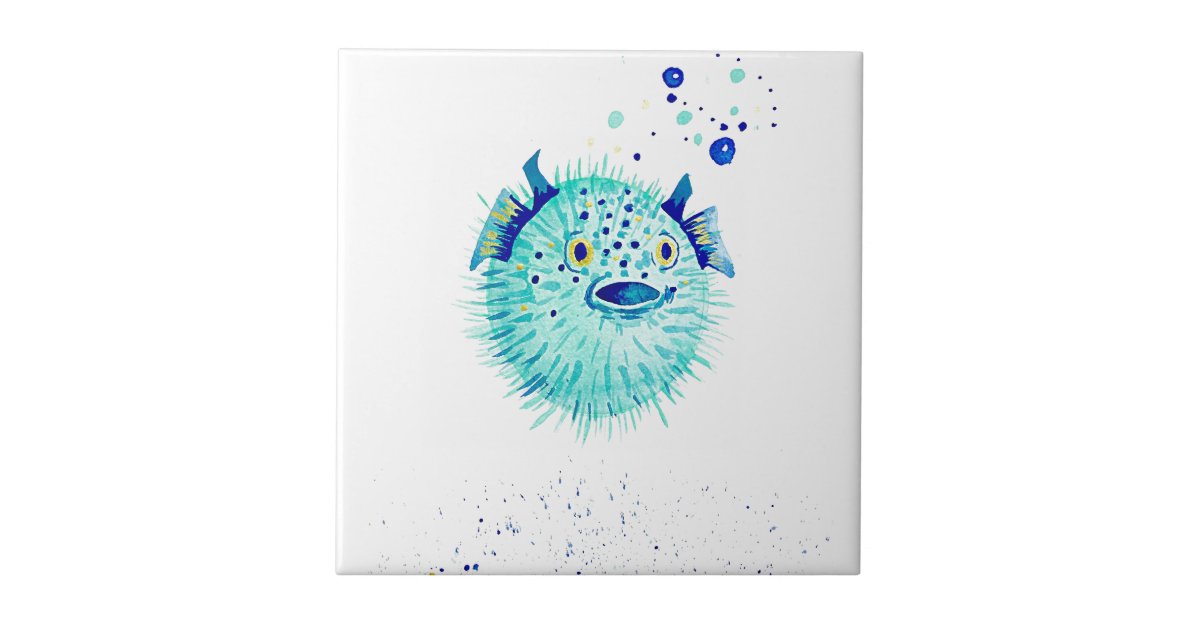 Neptune's Pufferfish Tile | Zazzle
