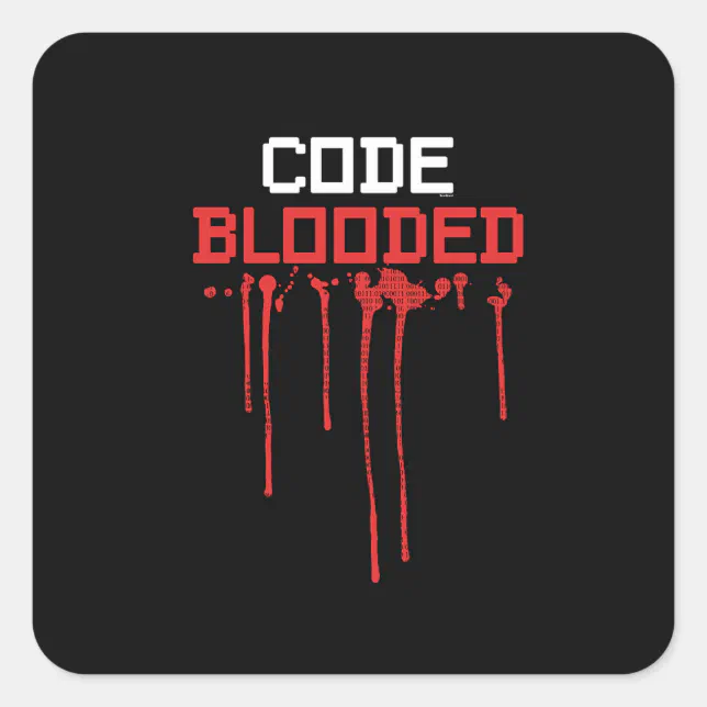 Nerd Code Blooded Halloween Costume Square Sticker | Zazzle