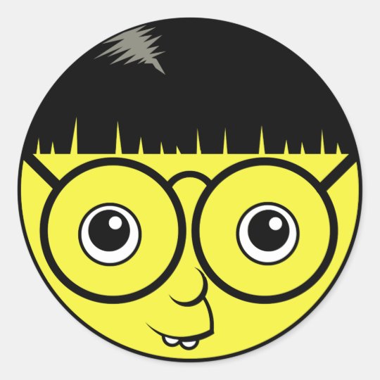 Nerd Face Classic Round Sticker | Zazzle.com
