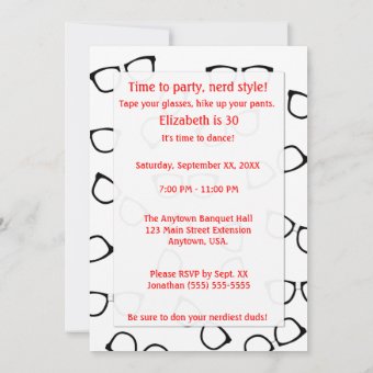 Nerd Glasses Pocket Protector Nerd Theme Party Invitation | Zazzle