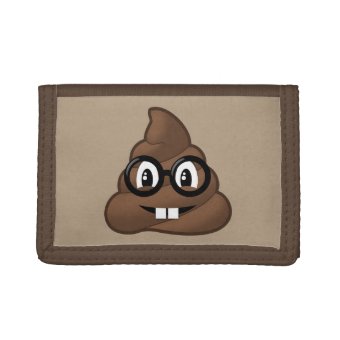 Nerd Glasses Poop Emoji Trifold Wallet | Zazzle