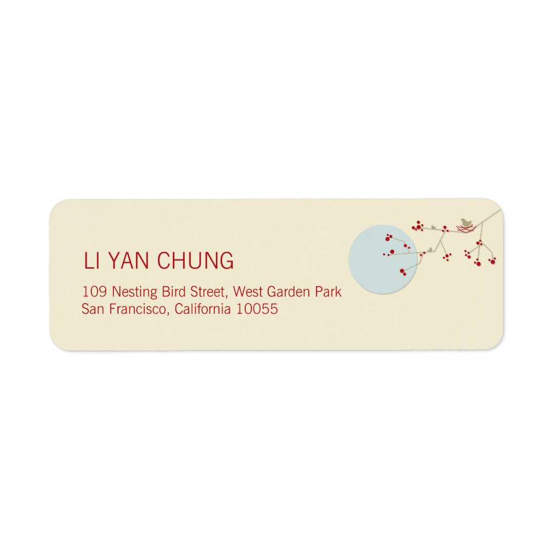 Nesting Bird And Family Minimalist Return Address Label | Zazzle