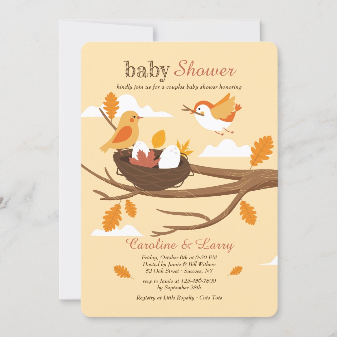 Nesting Birds Baby Shower Invitation | Zazzle