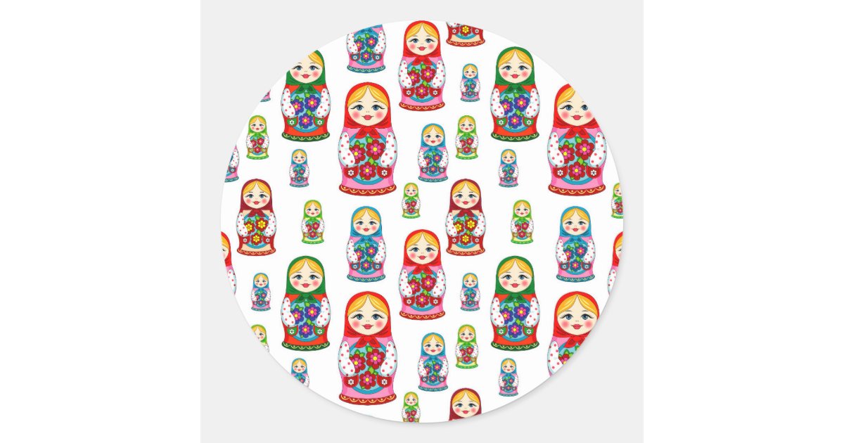 Nesting doll pattern classic round sticker | Zazzle