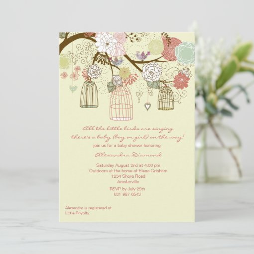 Nesting Floral Baby Shower Invitation | Zazzle