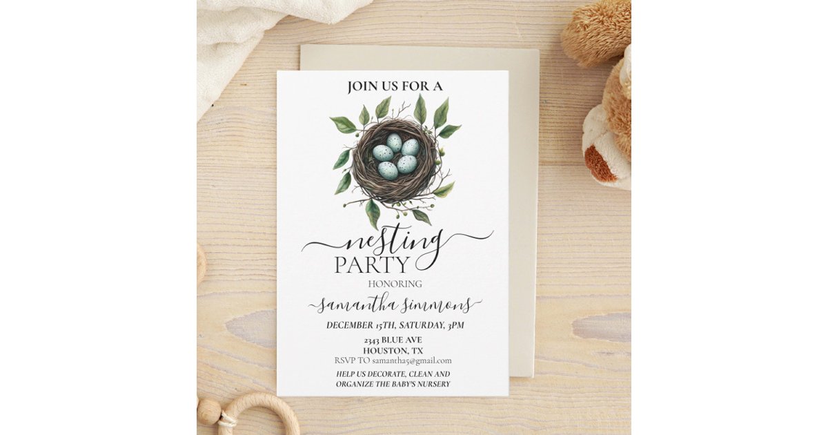 Nesting Party Baby Shower Alternative Party Invitation | Zazzle