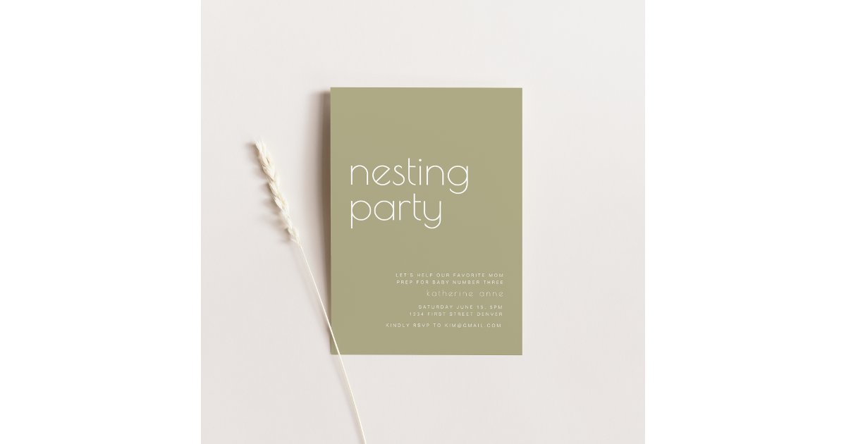 Nesting Party Invitation Template Sage | Zazzle