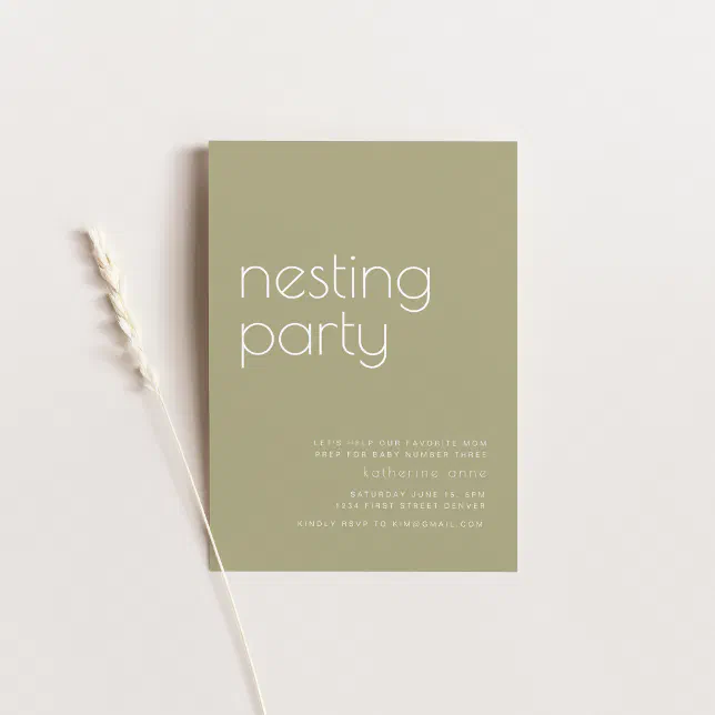 Nesting Party Invitation Template Sage | Zazzle