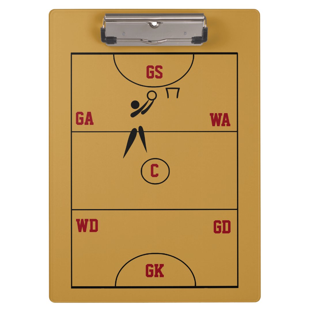 Netball Court Layout Positions Personalized Coach Clipboard | Zazzle