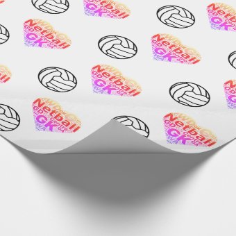Netball Heart and Ball Design Wrapping Paper | Zazzle