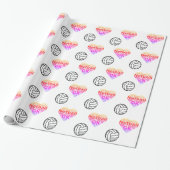 Netball Heart and Ball Design Wrapping Paper | Zazzle
