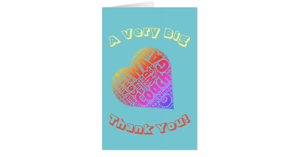Netball Heart Coach Big Thank You Greeting Card | Zazzle