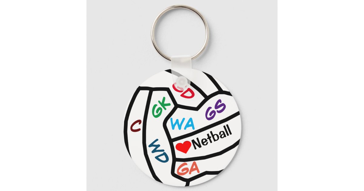 Netball Player Positions Ball Design Keyring | Zazzle