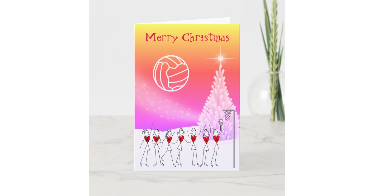 Netball Players Ball Themed Christmas Greeting Holiday Card | Zazzle