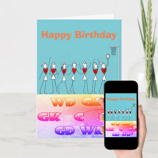 Netball Players Themed Happy Birthday Card | Zazzle