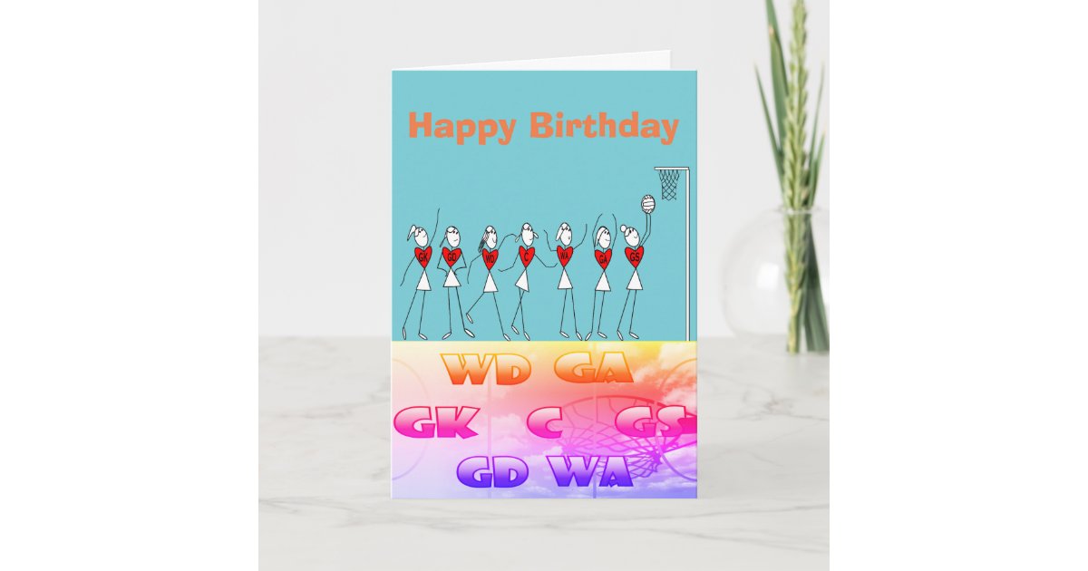 Netball Players Themed Happy Birthday Card | Zazzle