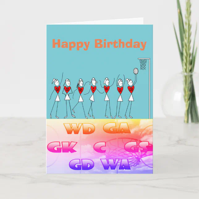 Netball Players Themed Happy Birthday Card | Zazzle