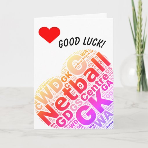 Netball Positions Heart Design Good Luck Card | Zazzle