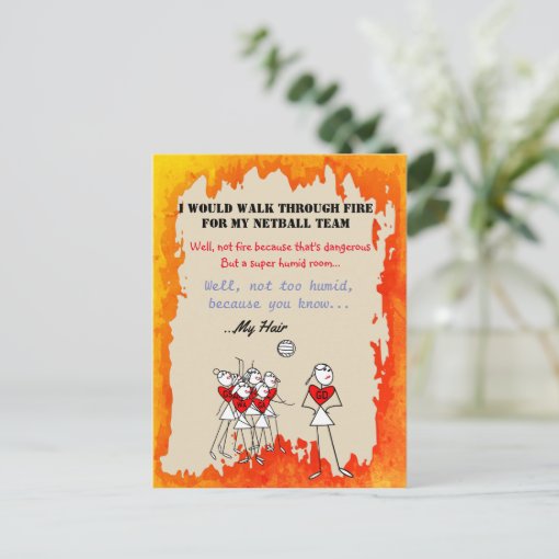 Netball Positions Stick Figures With Funny Quote Postcard | Zazzle