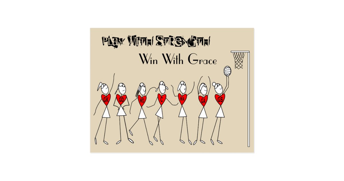 Netball Positions Stick Figures With Quote Postcard | Zazzle.com