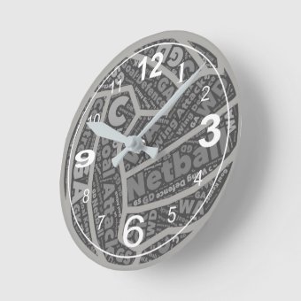 Netball Positions Themed Ball Design Round Clock | Zazzle