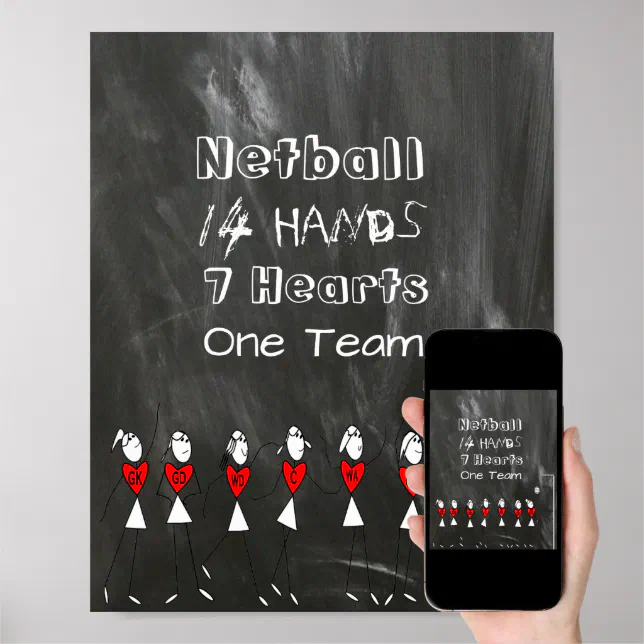 Netball Team Positions Stick Figures and Quote Poster | Zazzle